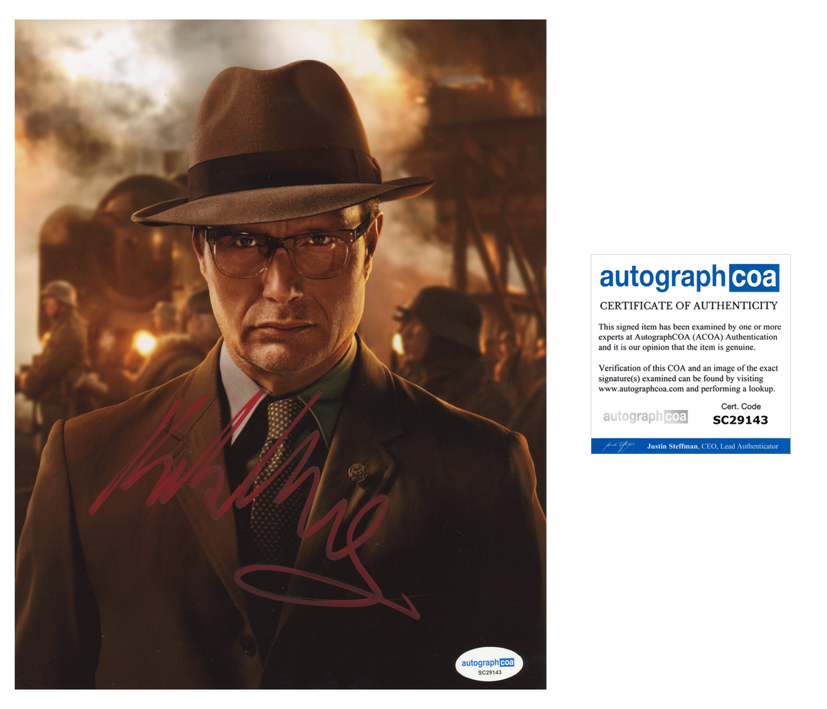 Mads Mikkelsen Indiana Jones Signed Autograph 8x10 Photo ACOA | Outlaw Hobbies Authentic Autographs