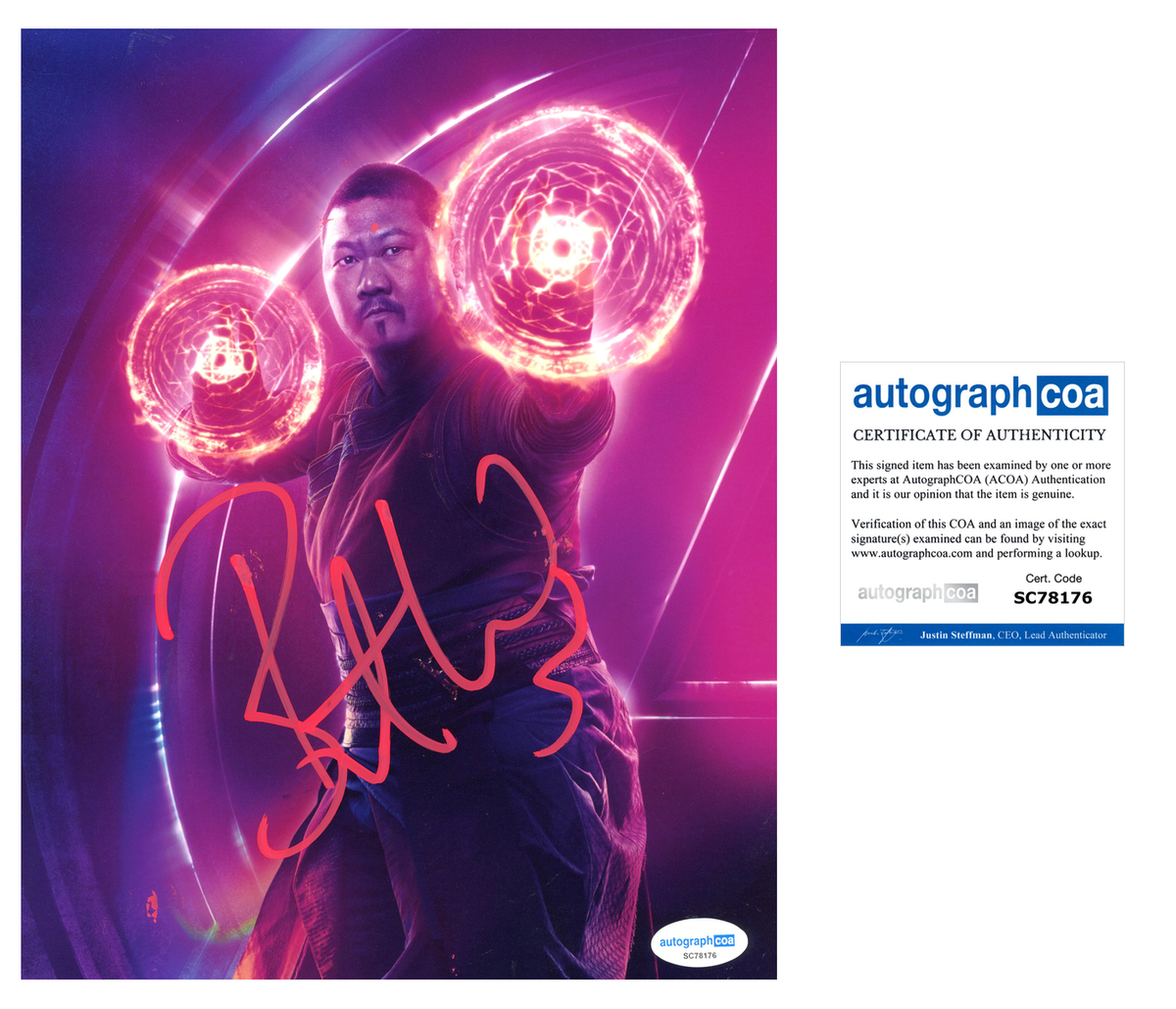 Benedict Wong Doctor Strange Signed Autograph 8x10 Photo ACOA | Outlaw Hobbies Authentic Autographs