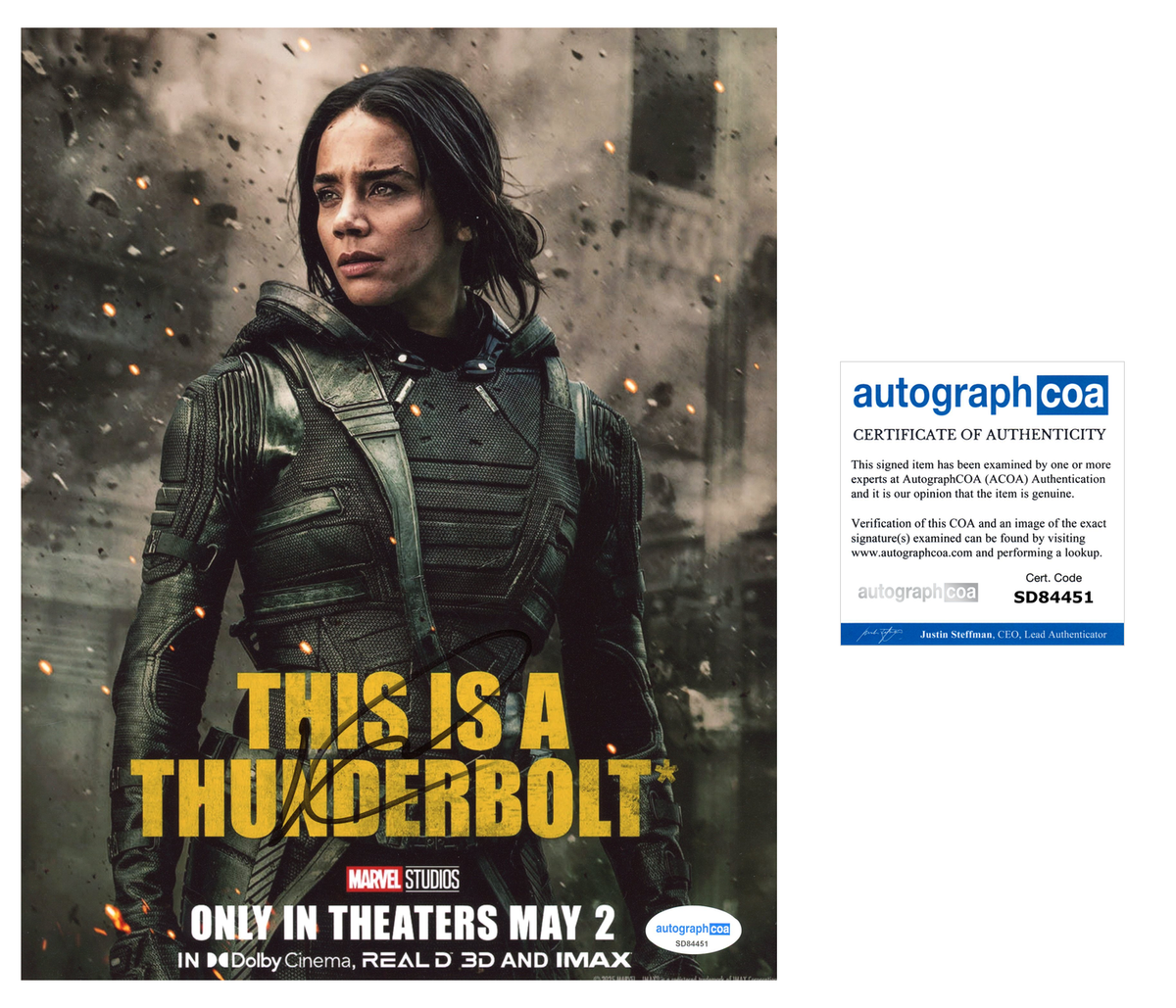 Hannah John Kamen Thunderbolts Signed Autograph 8x10 Photo Acoa