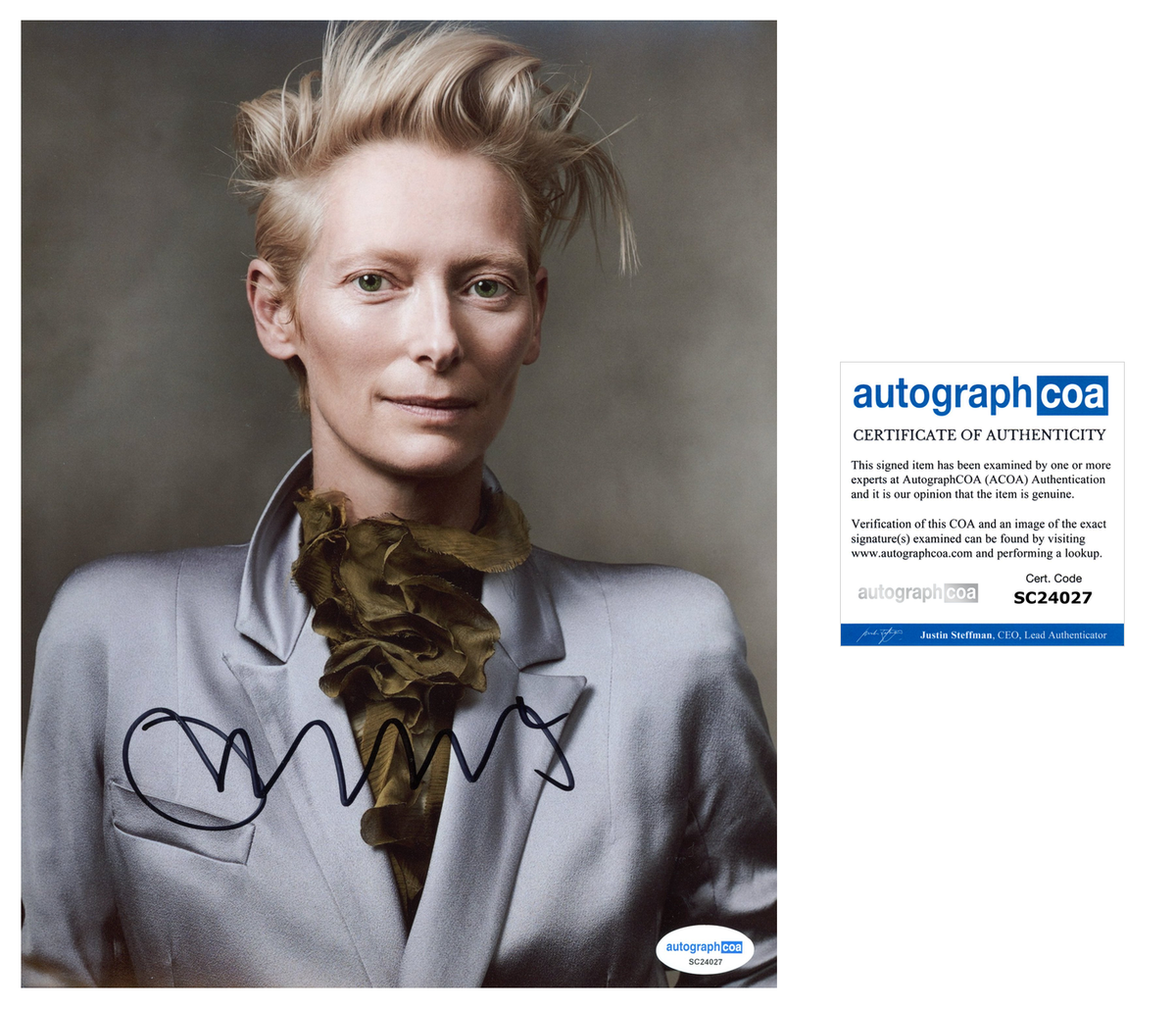 Tilda Swinton Signed Autograph 8x10 Photo ACOA | Outlaw Hobbies ...
