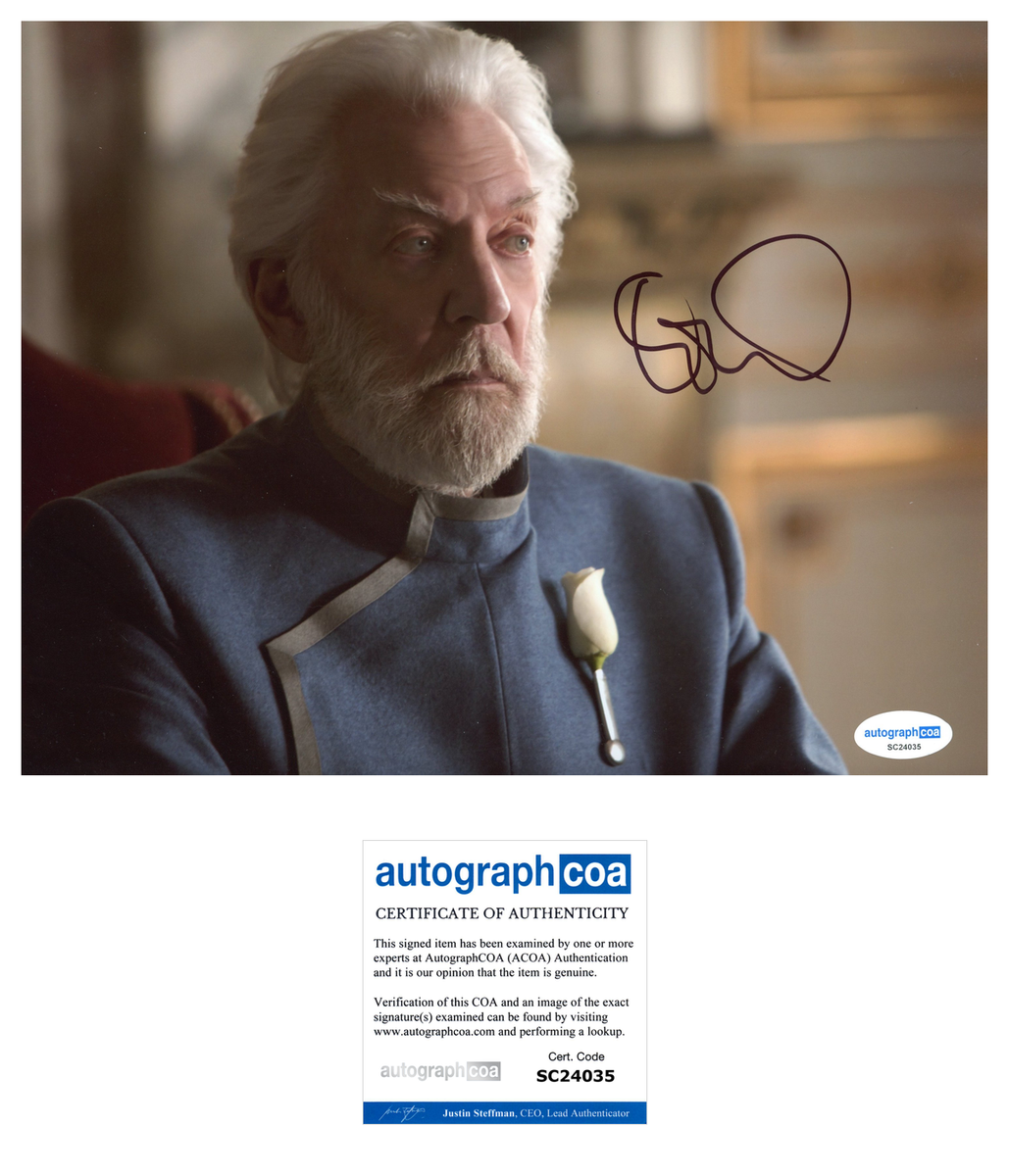 Donald Sutherland Hunger Games Signed Autograph 8x10 Photo ACOA ...