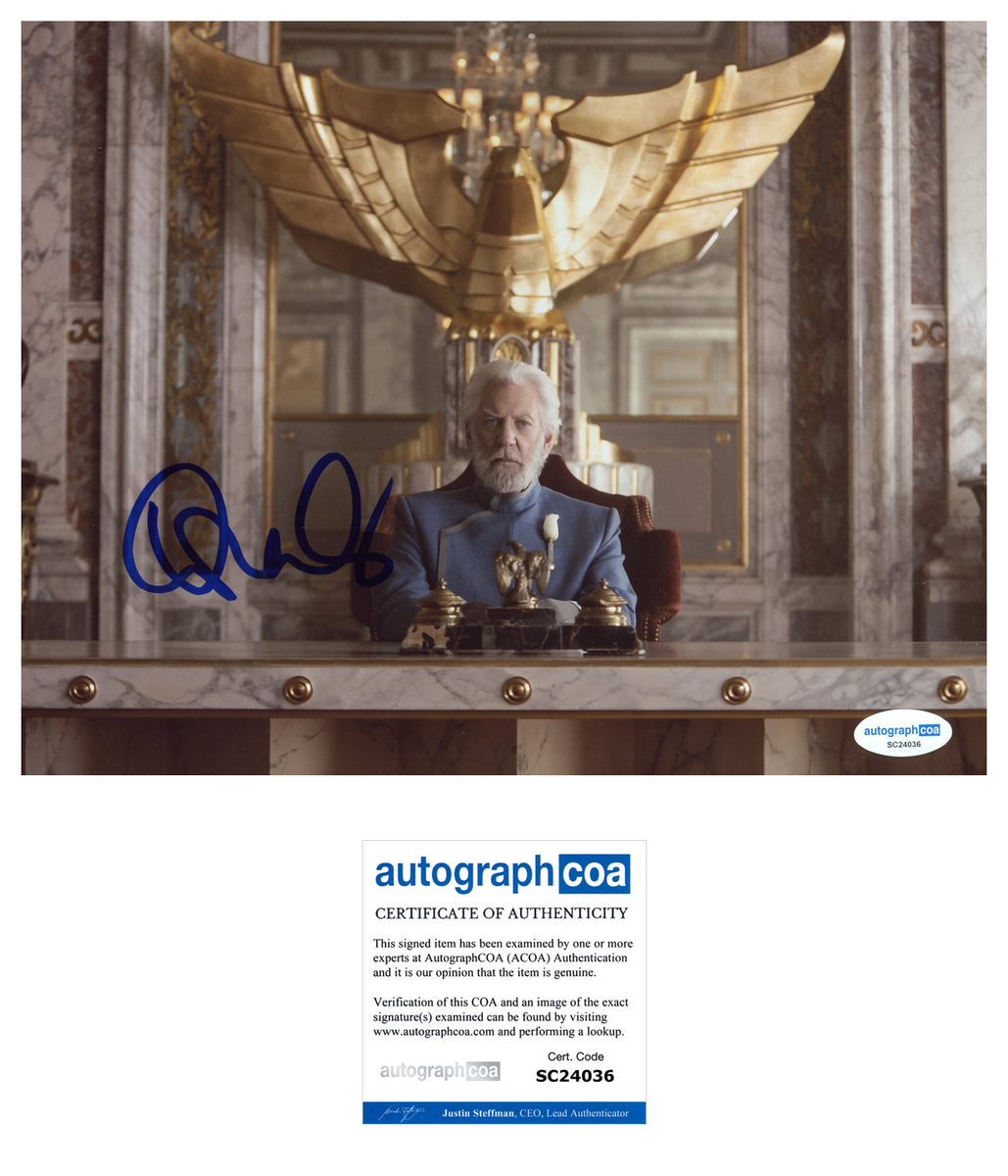 Donald Sutherland Hunger Games Signed Autograph 8x10 Photo ACOA ...