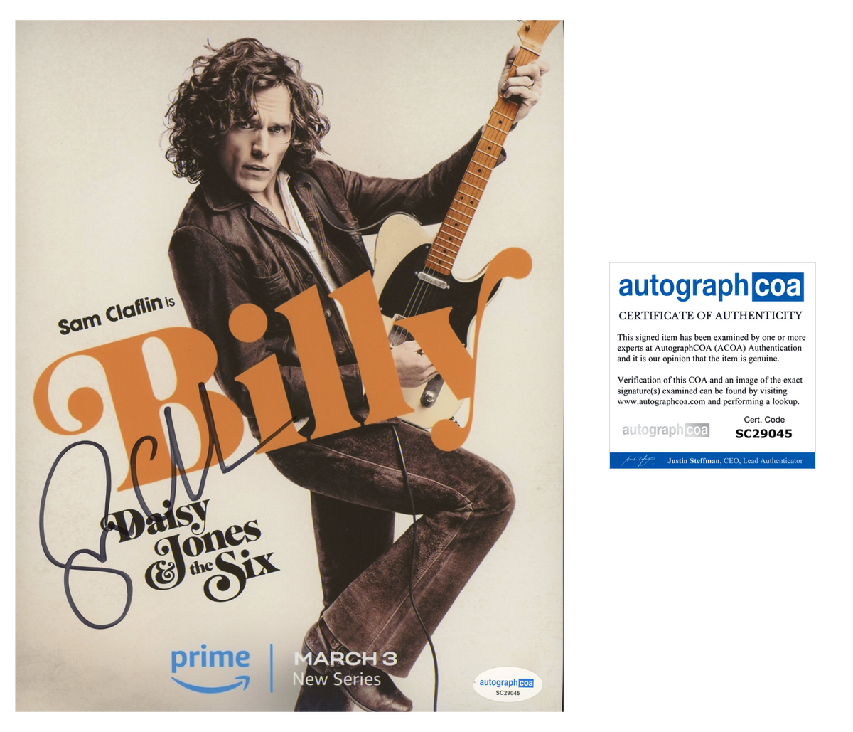 Sam Claflin Daisy Jones Signed Autograph 8x10 Photo ACOA | Outlaw ...