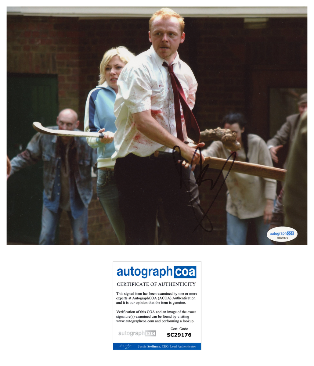 Simon Pegg Shaun of the Dead Signed Autograph 8x10 Photo ACOA | Outlaw ...
