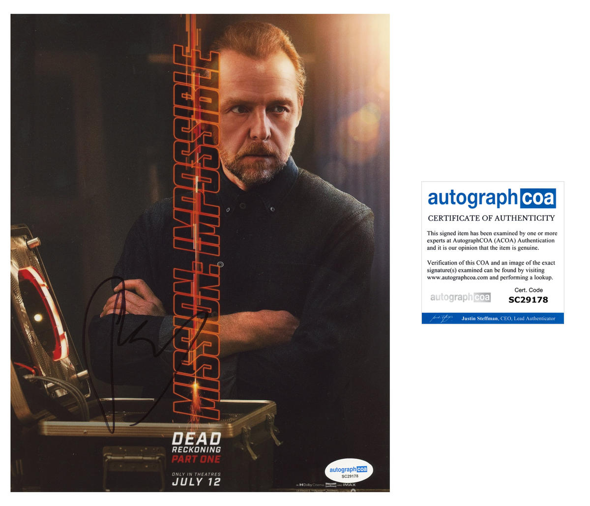 Simon Pegg Mission Impossible Signed Autograph 8x10 Photo ACOA | Outlaw ...