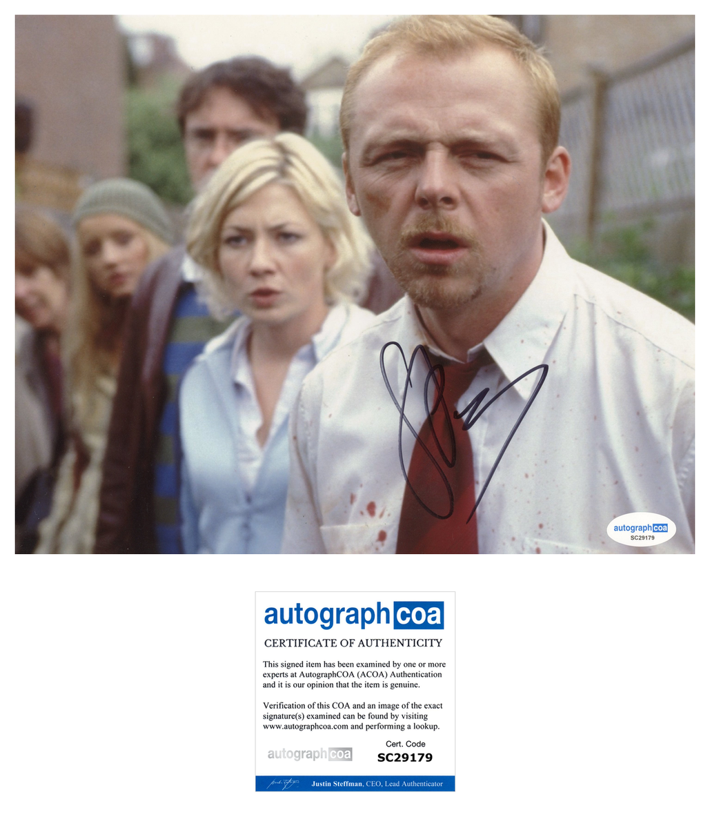 Simon Pegg Shaun of the Dead Signed Autograph 8x10 Photo ACOA | Outlaw ...