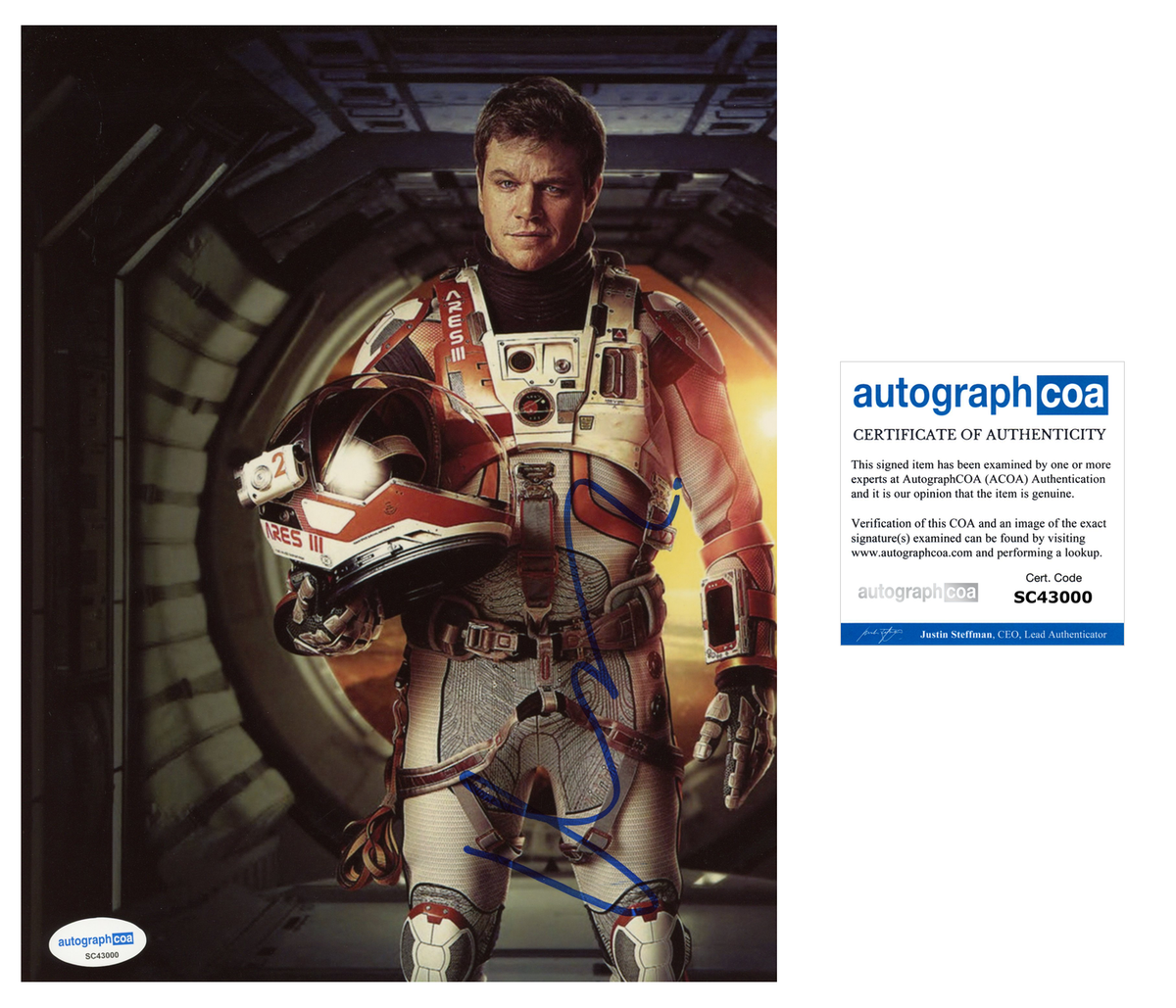 Matt Damon Martian Signed Autograph 8x10 Photo ACOA | Outlaw Hobbies ...