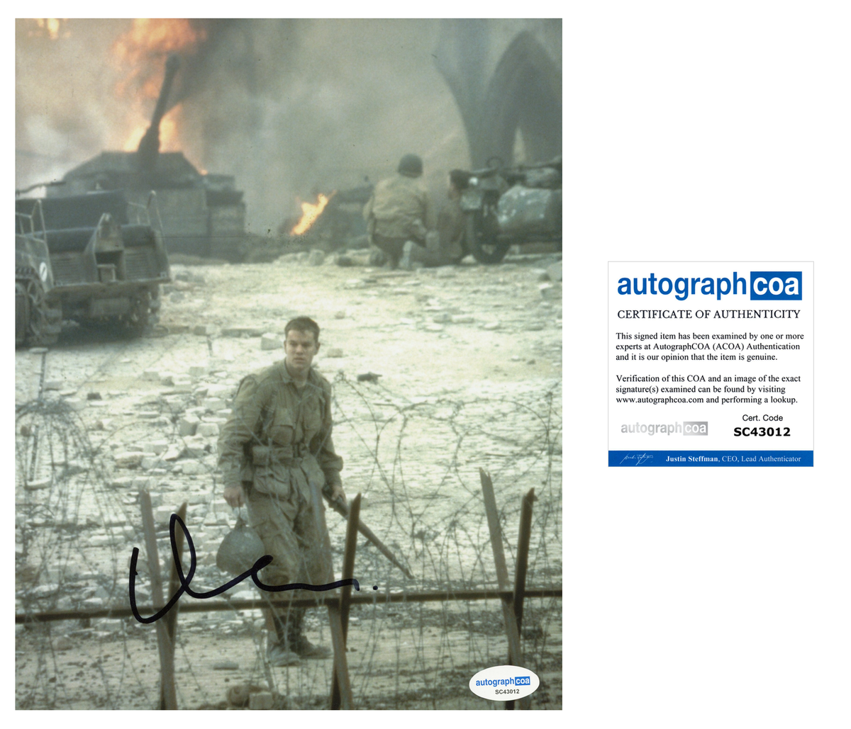 Matt Damon Saving Private Ryan Signed Autograph 8x10 Photo ACOA ...