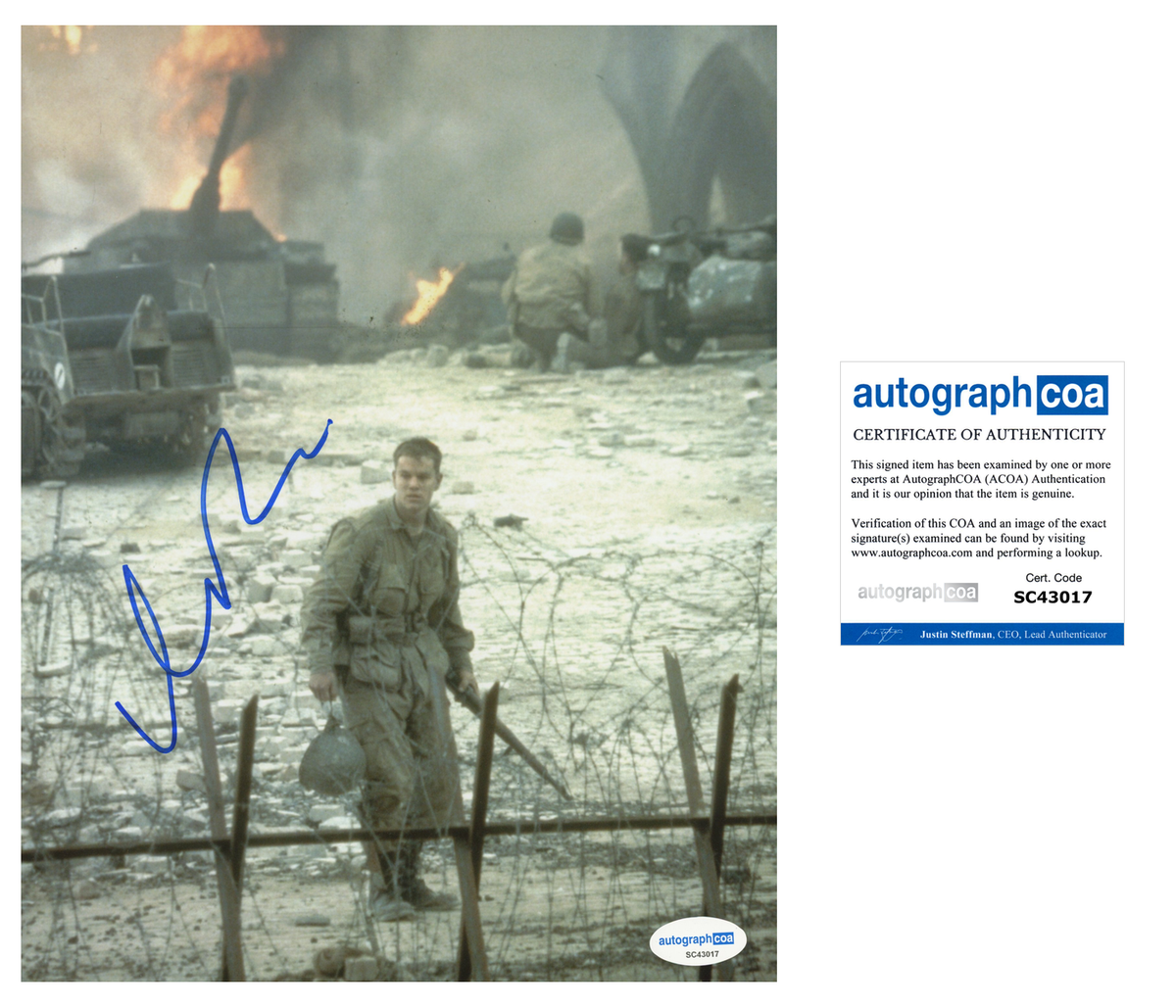 Matt Damon Saving Private Ryan Signed Autograph 8x10 Photo ACOA ...