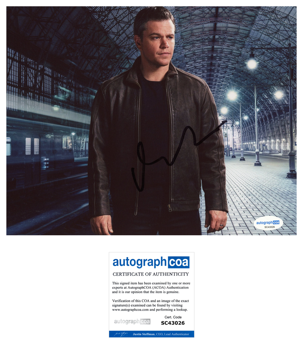 Matt Damon Bourne Identity Signed Autograph 8x10 Photo ACOA | Outlaw ...