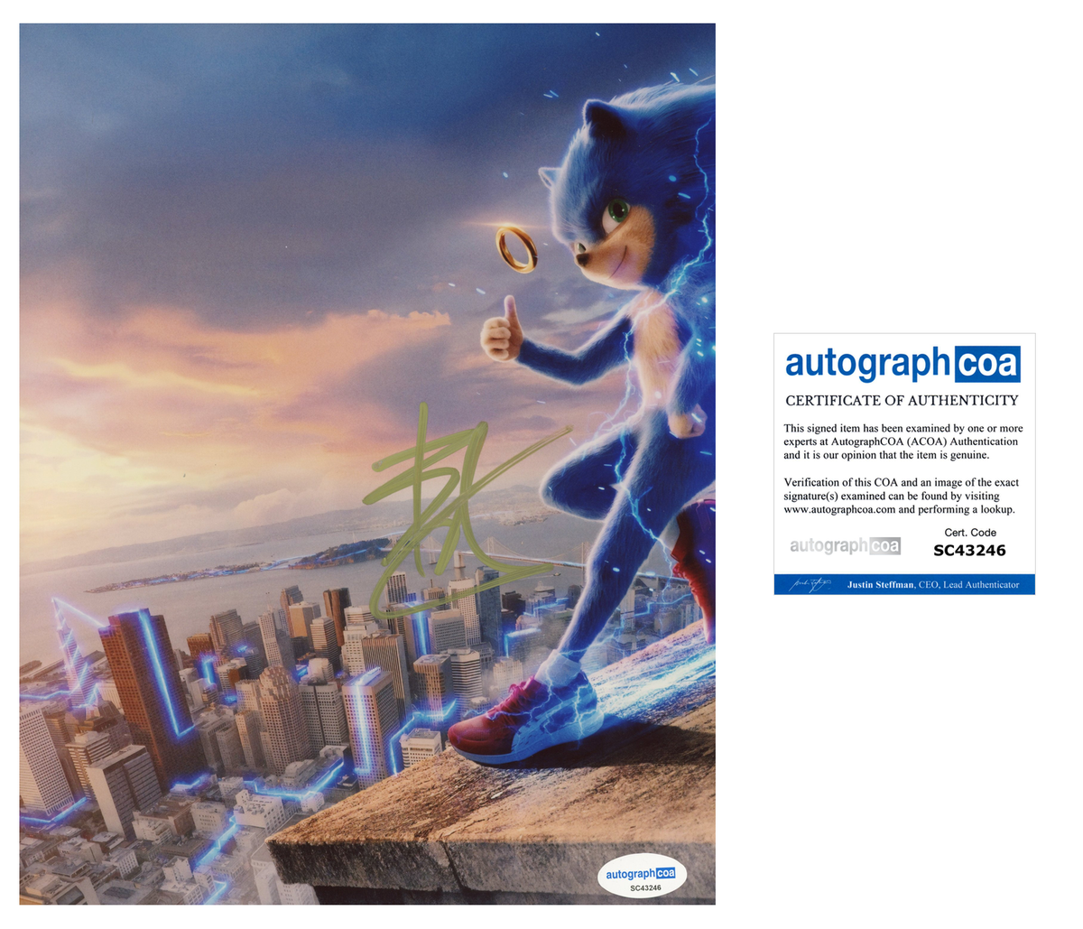 Ben Schwartz Sonic Signed Autograph 8x10 Photo ACOA | Outlaw Hobbies ...