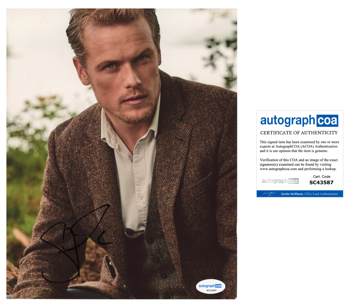 Sam Heughan Outlander Signed Autograph 8x10 Photo ACOA | Outlaw Hobbies ...