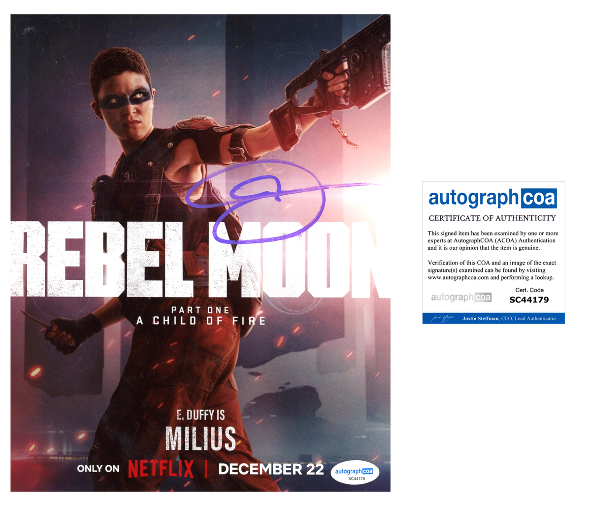 E Duffy Rebel Moon Signed Autograph 8x10 Photo ACOA | Outlaw Hobbies ...