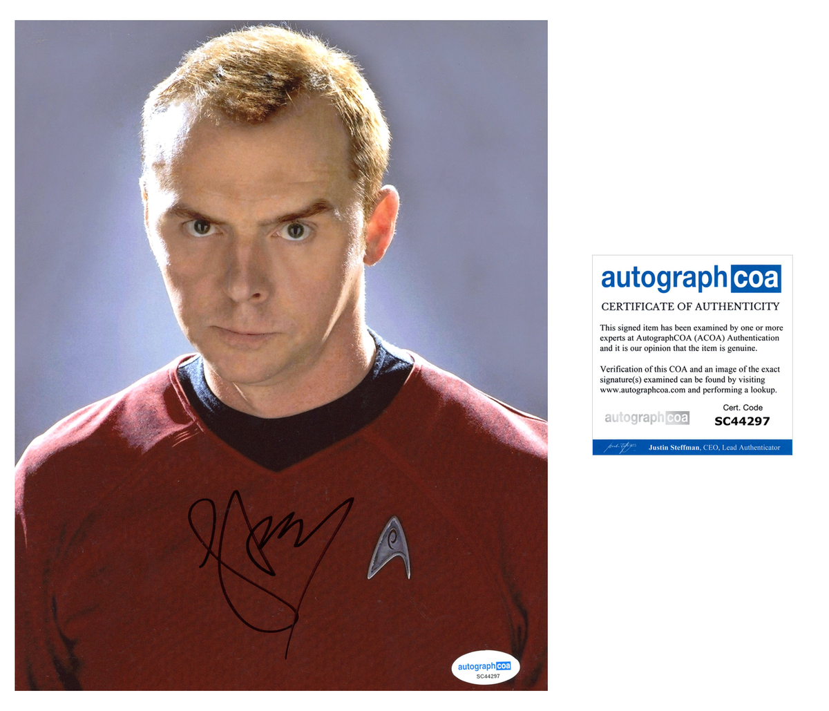 Simon Pegg Star Trek Signed Autograph 8x10 Photo ACOA60 | Outlaw ...