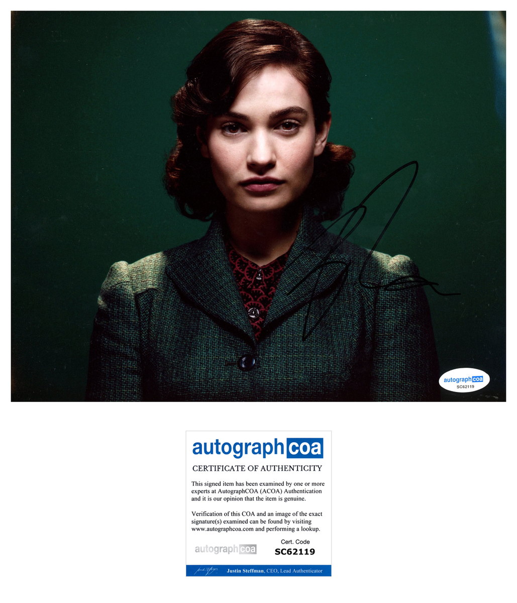 Lily James Pursuit of Love Signed Autograph 8x10 Photo ACOA | Outlaw ...