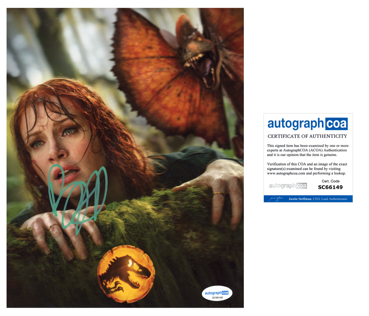 Bryce Dallas Howard Jurassic World Signed Autograph 8x10 Photo ACOA ...