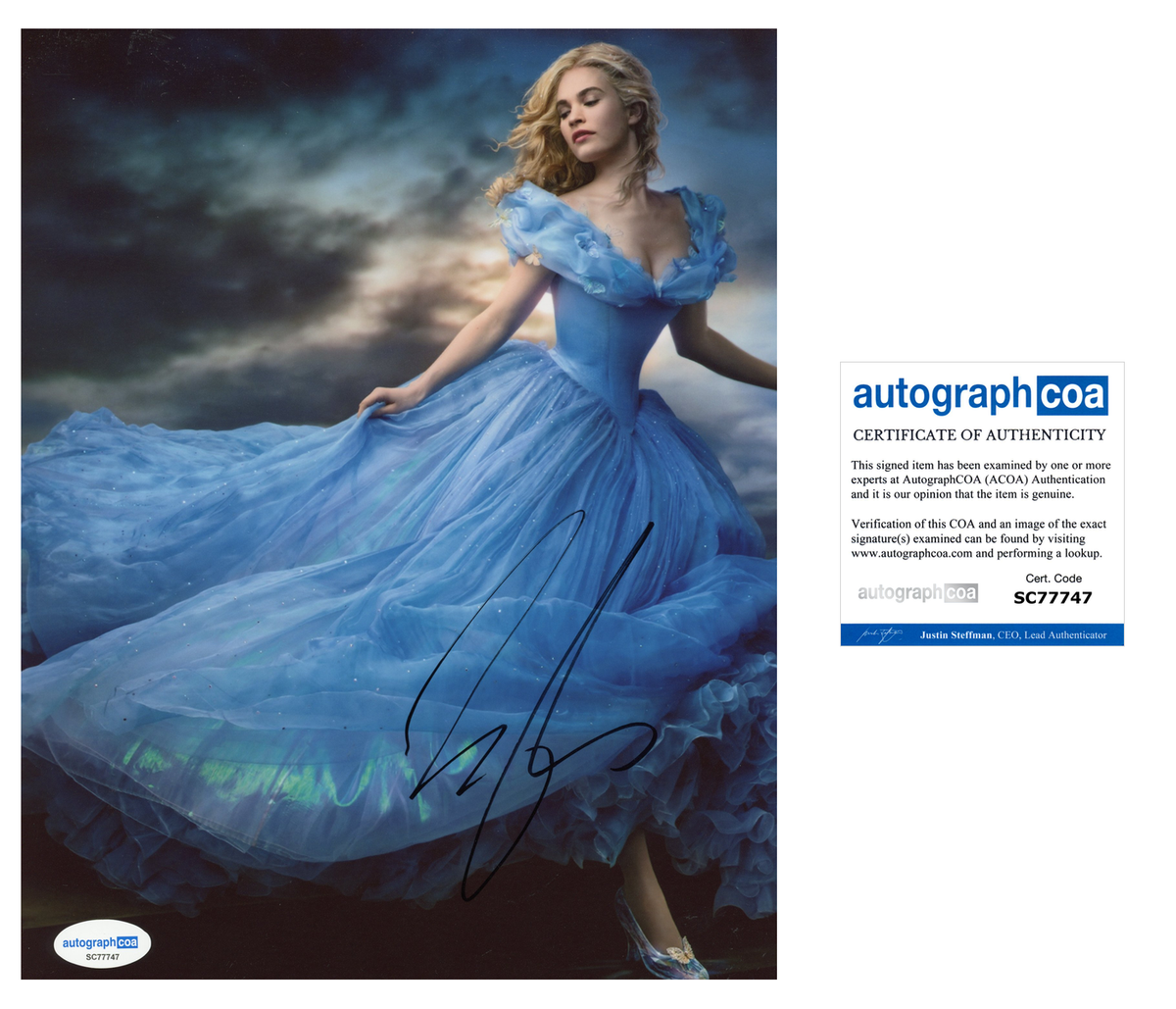 Lily James Cinderella Signed Autograph 8x10 Photo ACOA | Outlaw Hobbies ...