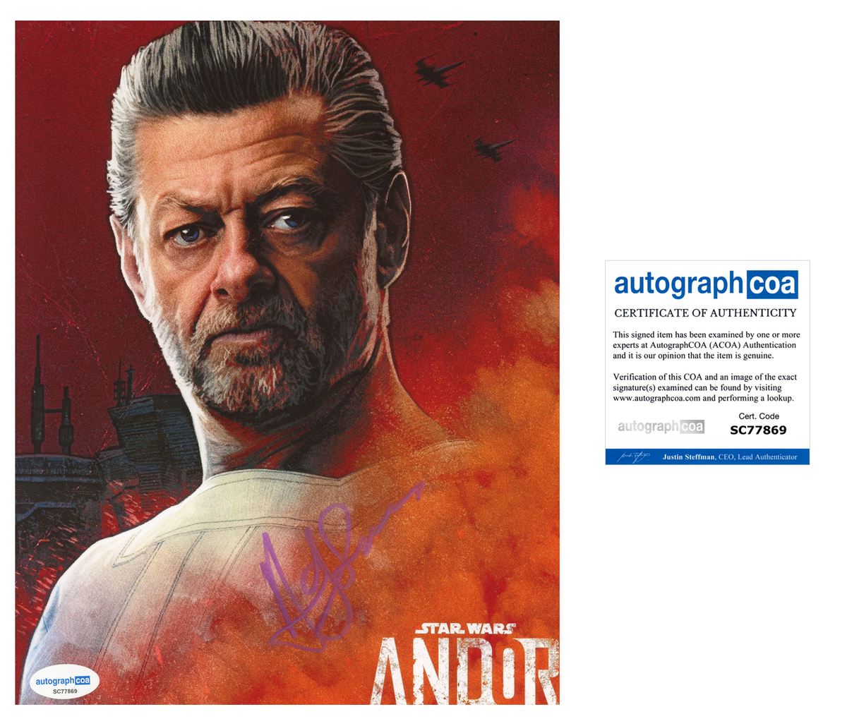 Andy Serkis Andor Signed Autograph 8x10 Photo ACOA | Outlaw Hobbies ...