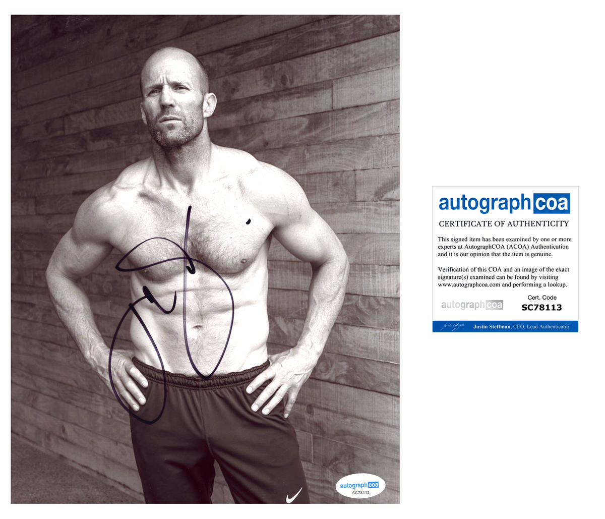 Jason Statham Signed Autograph 8x10 Photo ACOA Shirtless | Outlaw ...