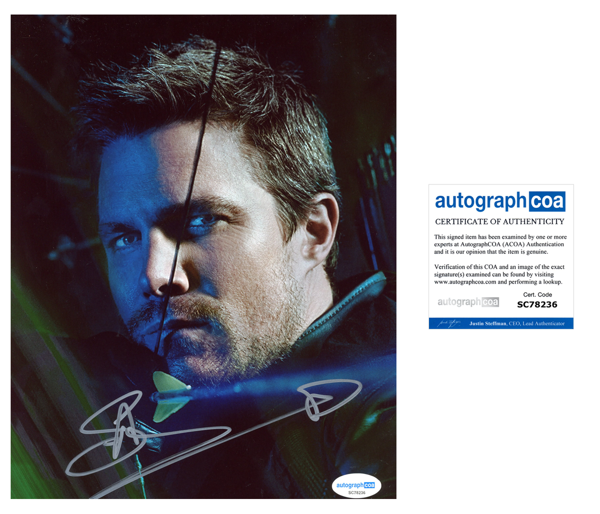 Stephen Amell Arrow Signed Autograph 8x10 Photo ACOA | Outlaw Hobbies ...