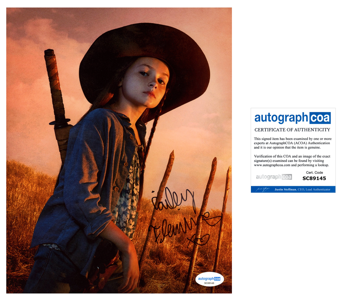 Cailey Fleming Walking Dead Signed Autograph 8x10 Photo ACOA | Outlaw ...