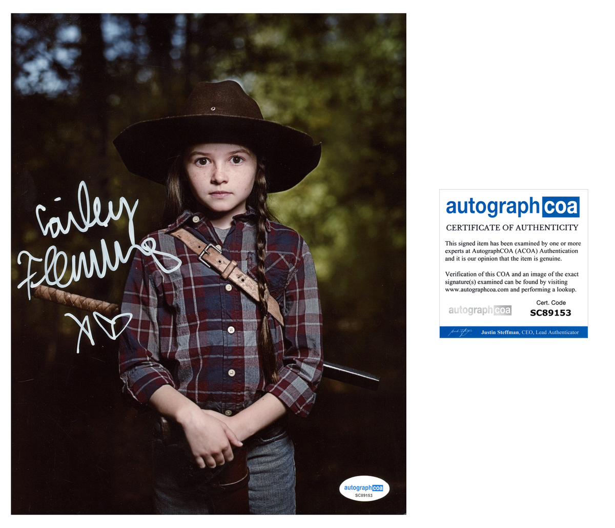 Cailey Fleming Walking Dead Signed Autograph 8x10 Photo ACOA | Outlaw ...