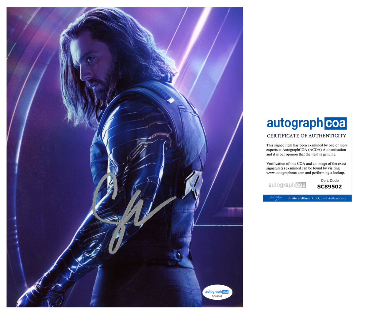 Sebastian Stan Winter Soldier Avengers Signed Autograph 8x10 Photo ACOA ...