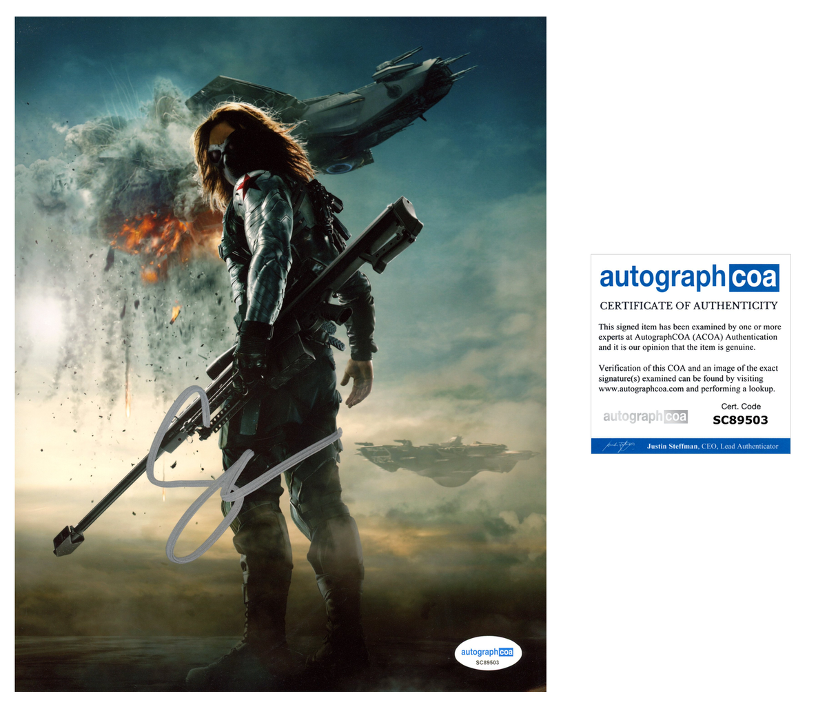 Sebastian Stan Winter Soldier Avengers Signed Autograph 8x10 Photo ACOA ...