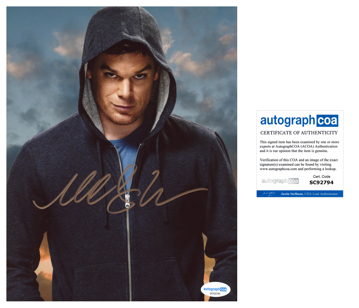 Michael C Hall Dexter Signed Autograph 8x10 Photo ACOA | Outlaw Hobbies Authentic Autographs