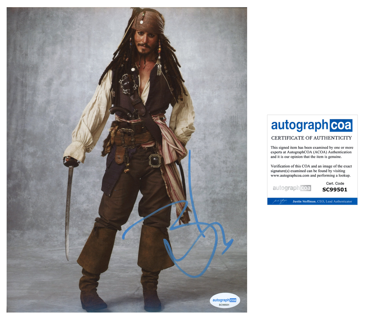 Johnny Depp Pirates Signed Autograph 8x10 Photo ACOA | Outlaw Hobbies ...