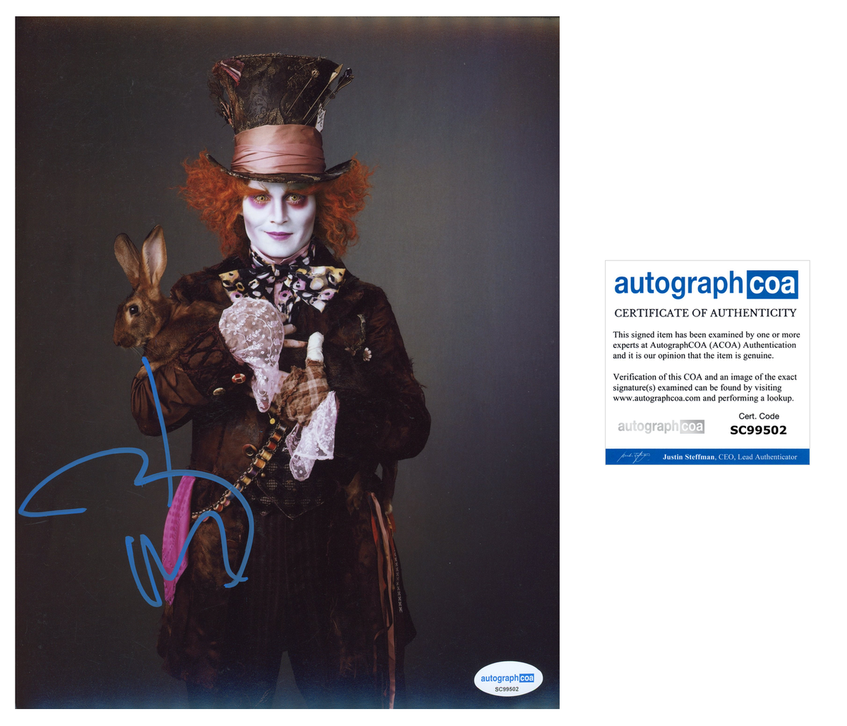 Johnny Depp Alice in Wonderland Signed Autograph 8x10 Photo ACOA ...