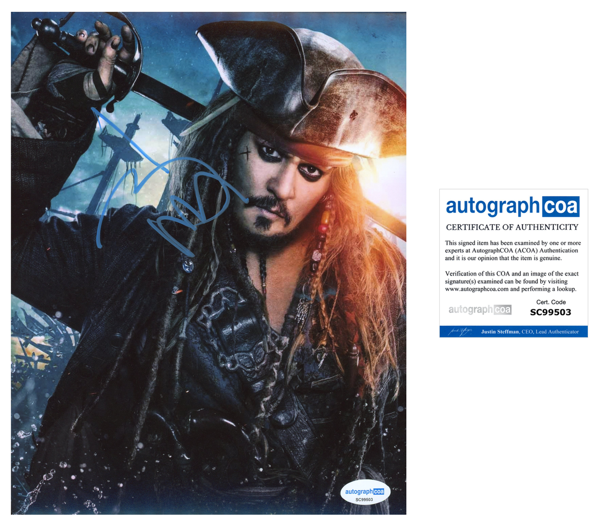 Johnny Depp Pirates Signed Autograph 8x10 Photo ACOA | Outlaw Hobbies ...