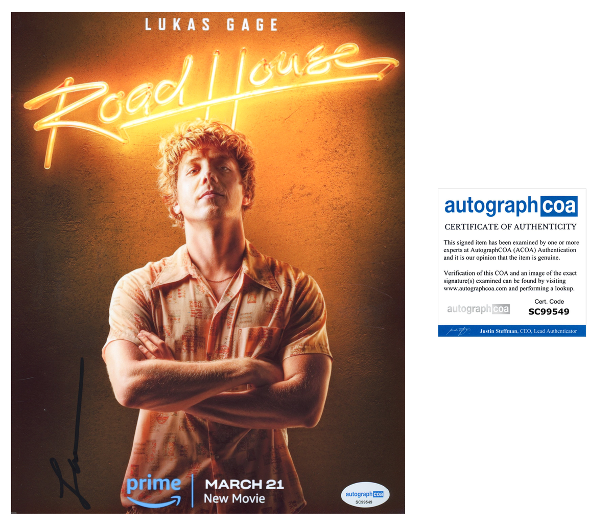 Lukas Gage Roadhouse Signed Autograph 8x10 Photo ACOA | Outlaw Hobbies ...
