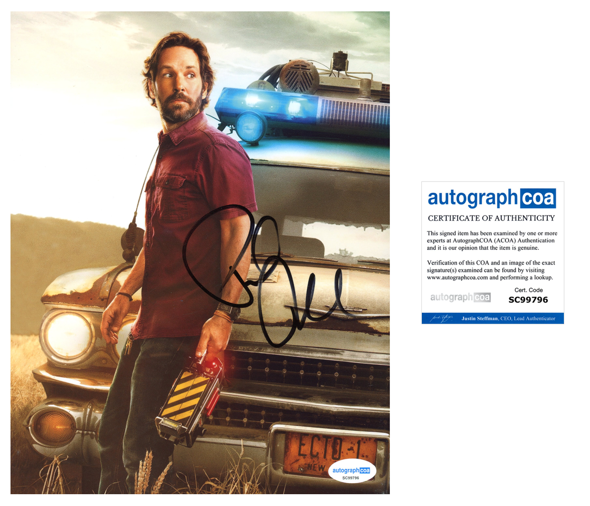 Paul Rudd Ghostbusters Signed Autograph 8x10 Photo ACOA | Outlaw ...