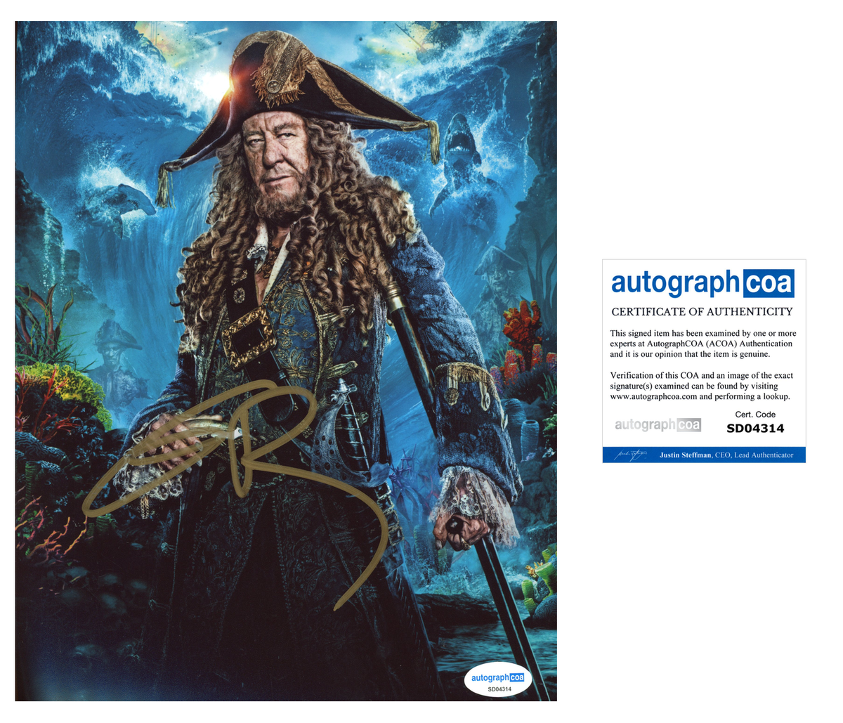 Geoffrey Rush Pirates Signed Autograph 8x10 Photo ACOA | Outlaw Hobbies ...