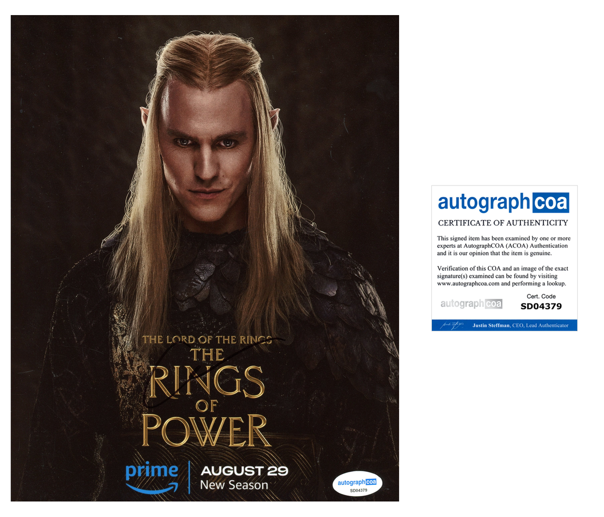 Charlie Vickers Rings of Power Signed Autograph 8x10 Photo ACOA ...