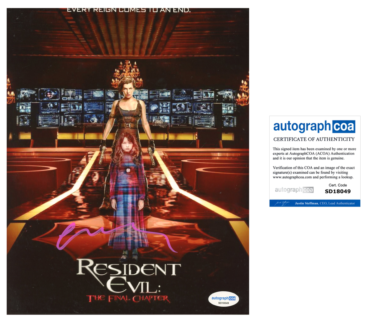 Ever Anderson Resident Evil Signed Autograph 8x10 Photo ACOA– Outlaw ...