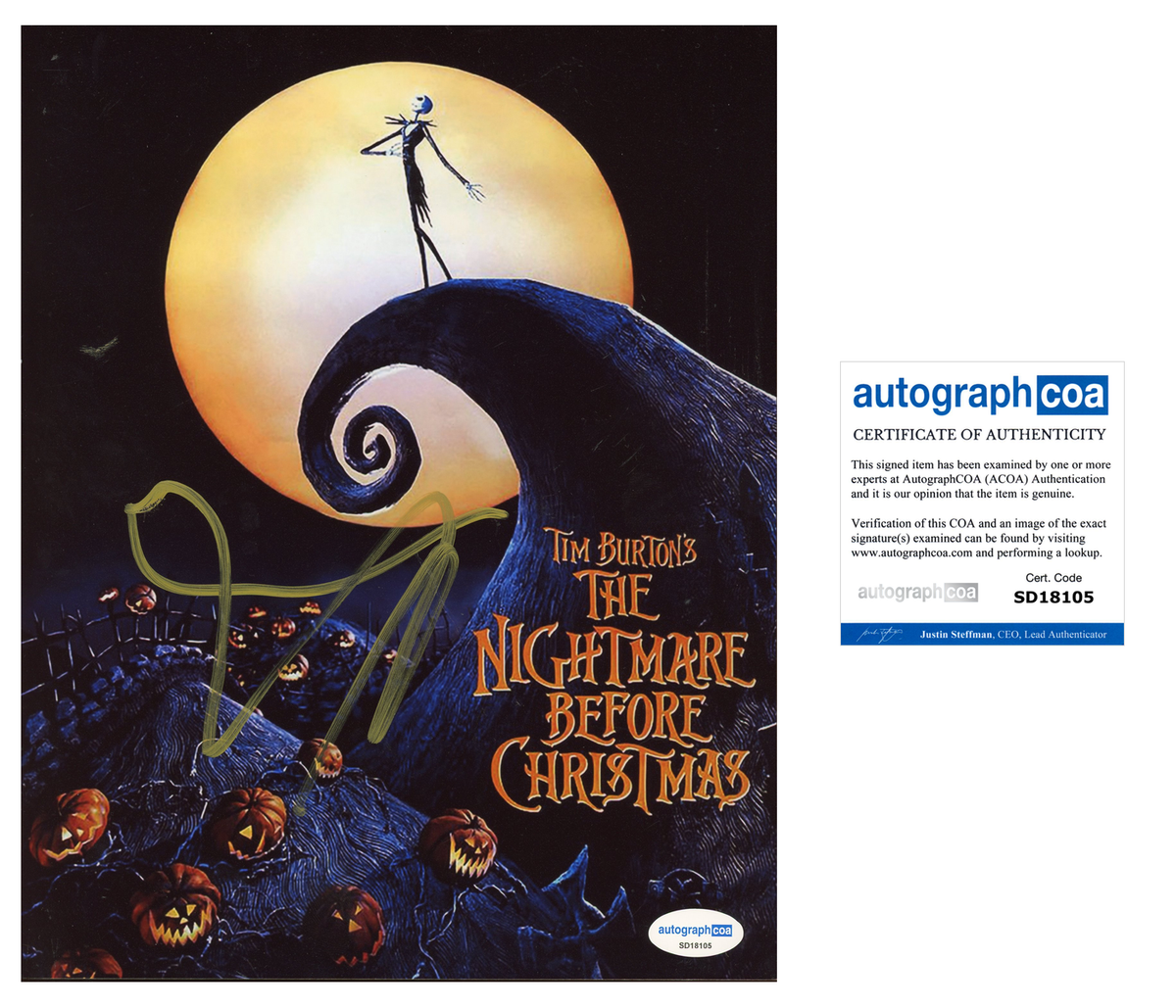 Tim Burton Nightmare Signed Autograph 8x10 Photo ACOA | Outlaw Hobbies ...