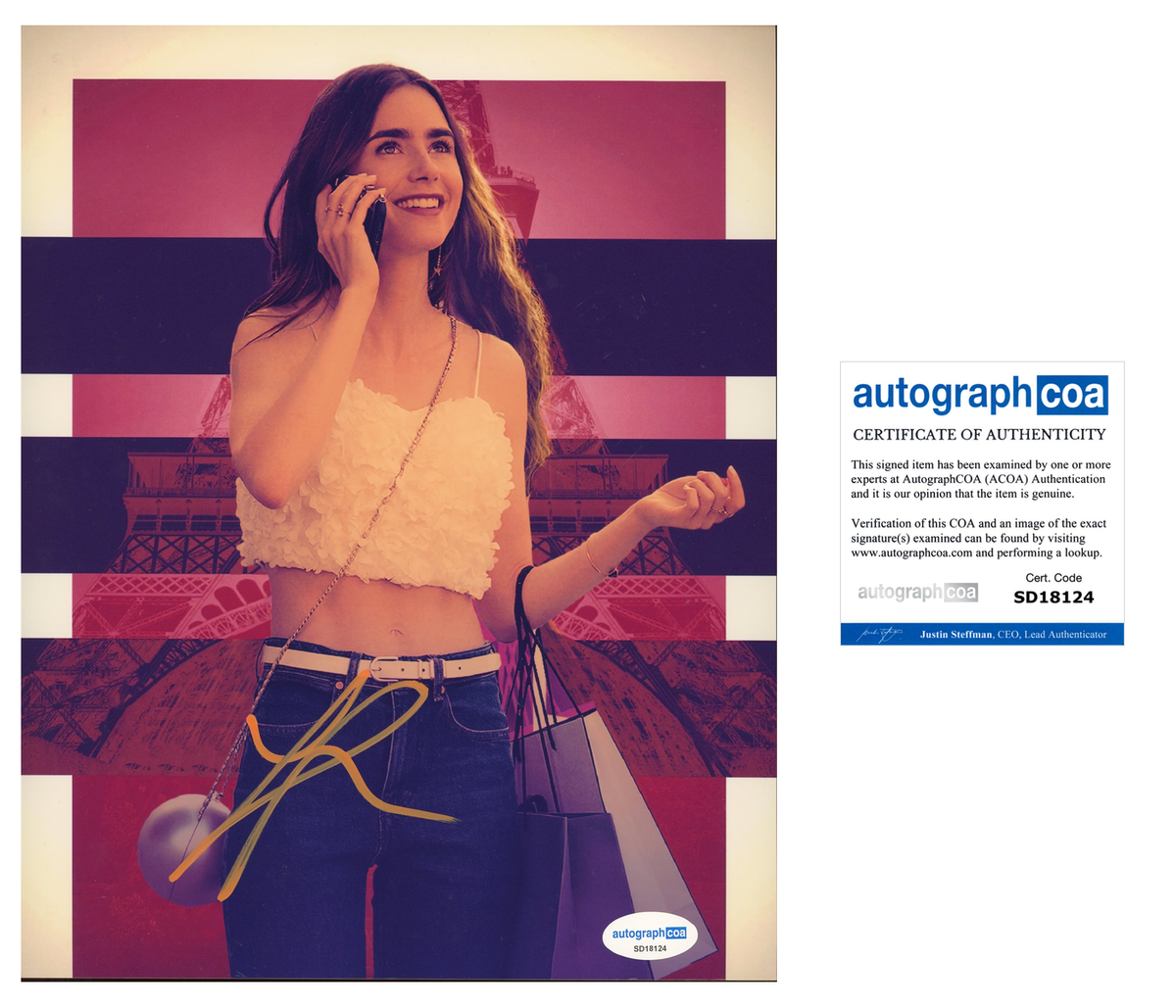 Lily Collins Emily in Paris Signed Autograph 8x10 Photo ACOA | Outlaw ...