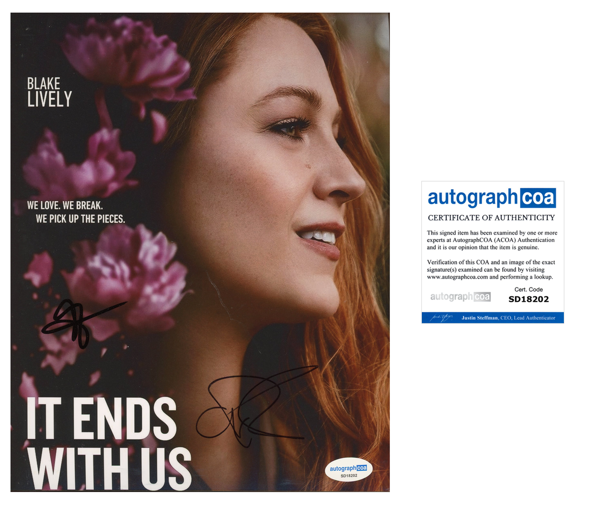 Blake Lively It Ends With Us Signed Autograph 8x10 Photo ACOA | Outlaw ...