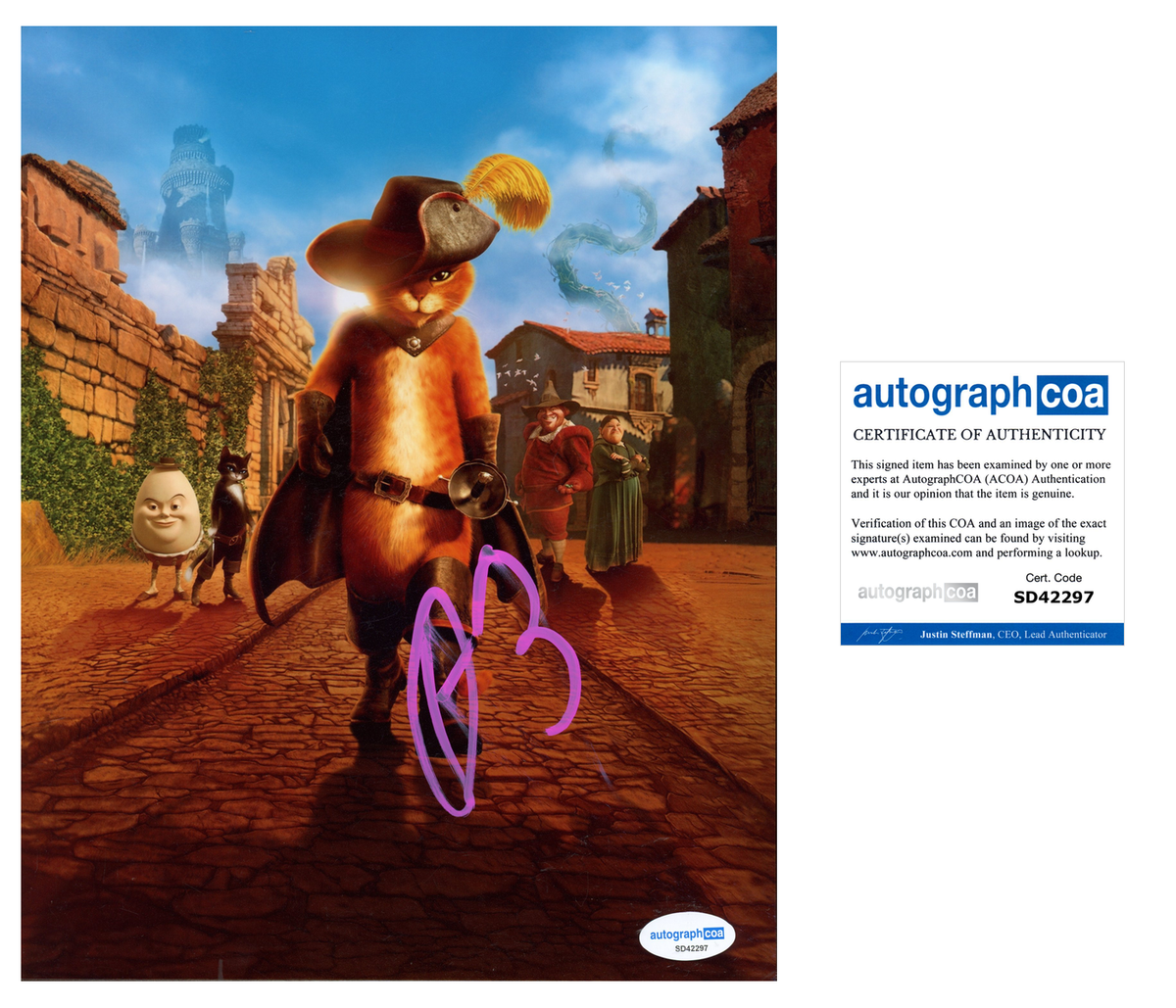 Antonio Banderas Puss In Boots Signed Autograph 8x10 Photo ACOA ...