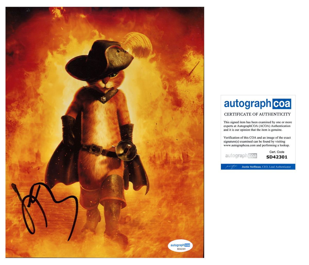 Antonio Banderas Puss In Boots Signed Autograph 8x10 Photo ACOA ...