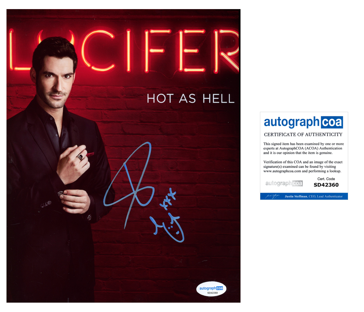 Tom Ellis Lucifer Signed Autograph 8x10 Photo ACOA | Outlaw Hobbies ...
