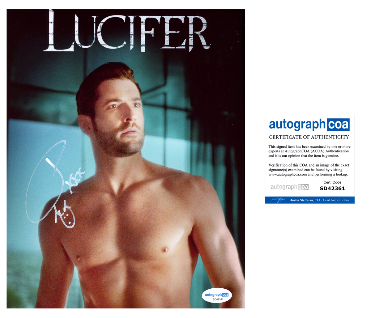 Tom Ellis Lucifer Signed Autograph 8x10 Photo ACOA | Outlaw Hobbies ...