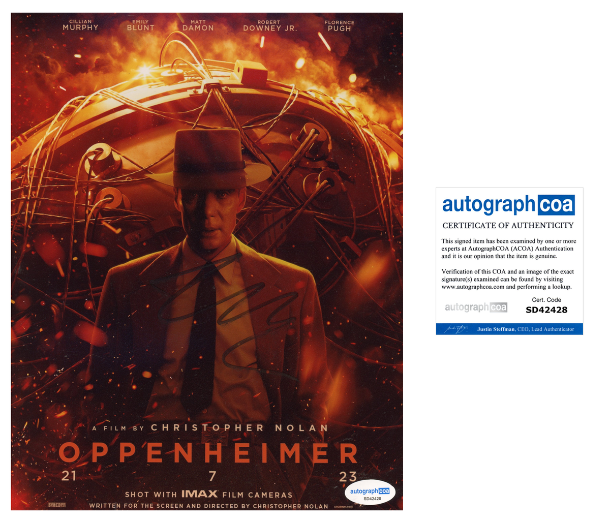 Cillian Murphy Oppenheimer Signed Autograph 8x10 Photo ACOA | Outlaw ...