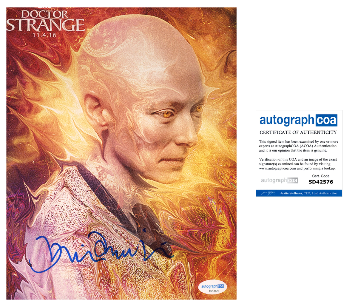 Tilda Swinton Doctor Strange Signed Autograph 8x10 Photo ACOA | Outlaw ...