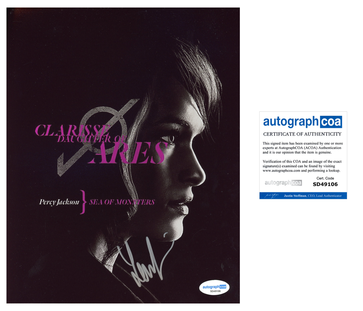 Leven Rambin Percy Jackson SIgned Autograph 8x10 Photo ACOA | Outlaw ...