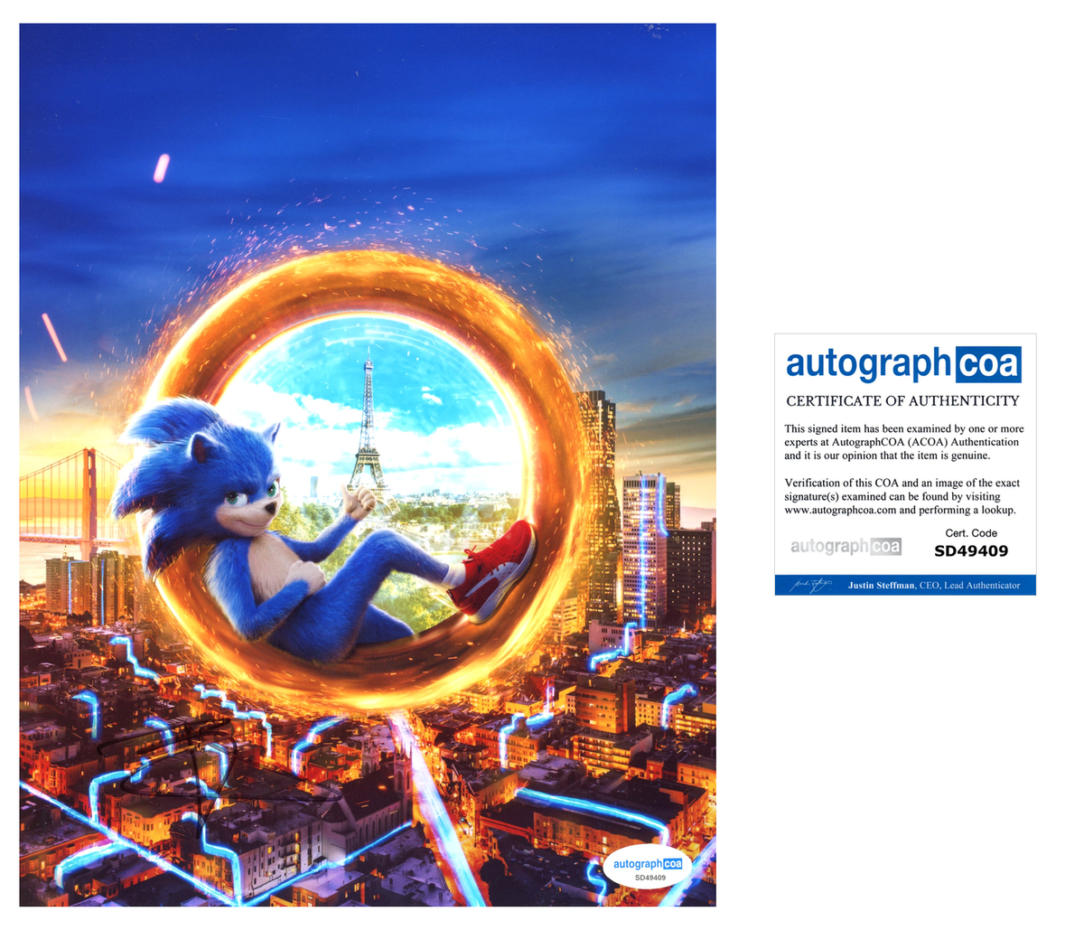 Ben Schwartz Sonic Signed Autograph 8x10 Photo ACOA | Outlaw Hobbies ...