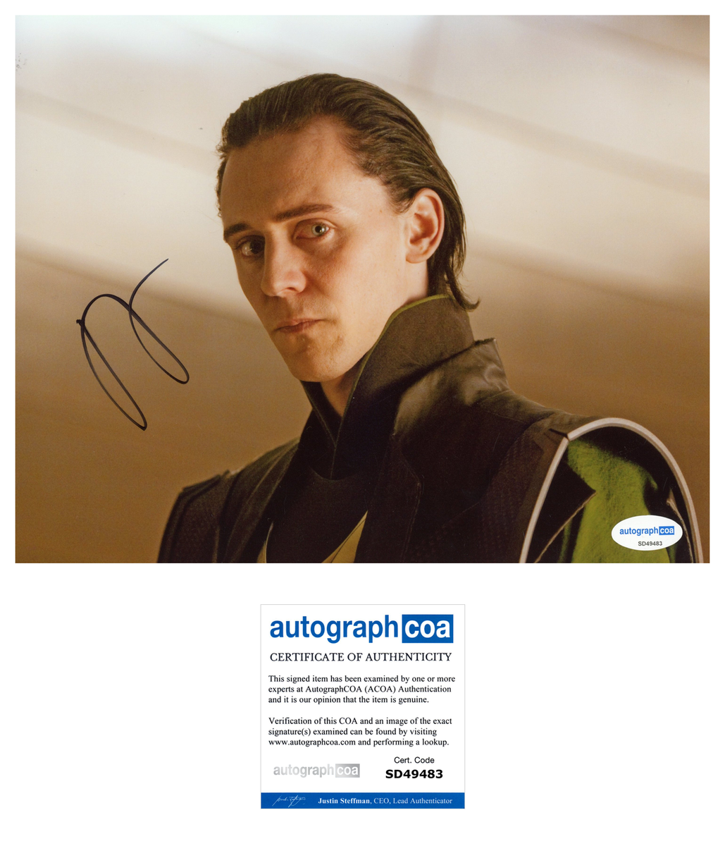 Tom Hiddleston Avengers Signed Autograph 8x10 Photo ACOA | Outlaw ...