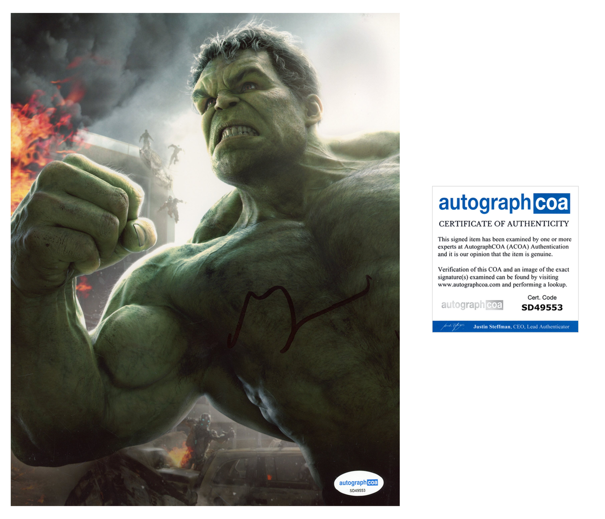 Mark Ruffalo Avengers Signed Autograph 8x10 Photo ACOA | Outlaw Hobbies ...
